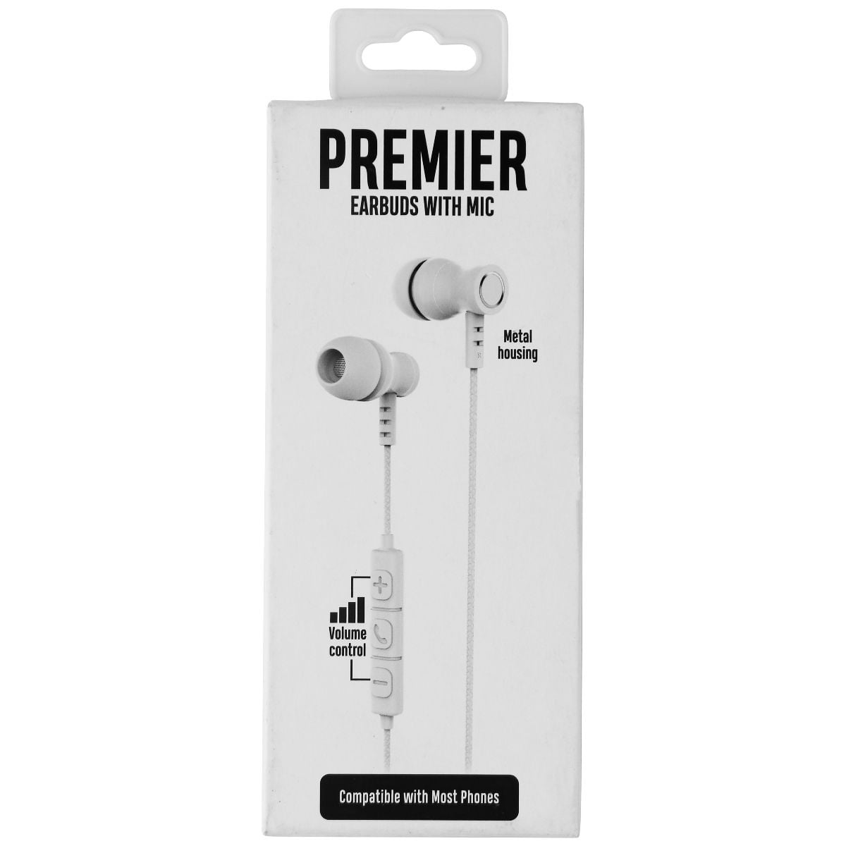 Premier 3.5mm In-Ear EarBuds with In-Line Microphone - White - Walmart.com
