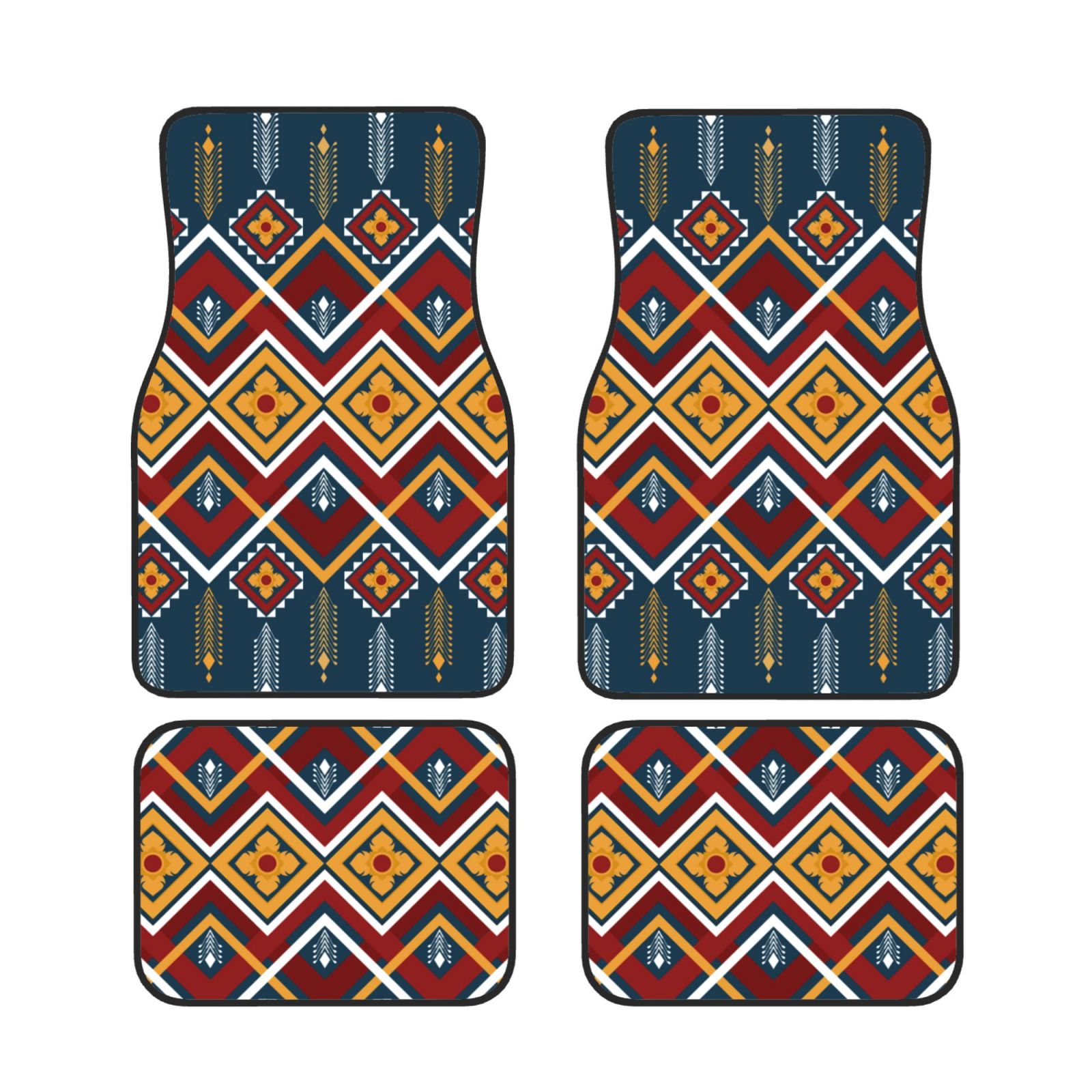 ZNDUO Waterproof Non-slip Car Floor Mats, Vintage Ethnic Floral ...