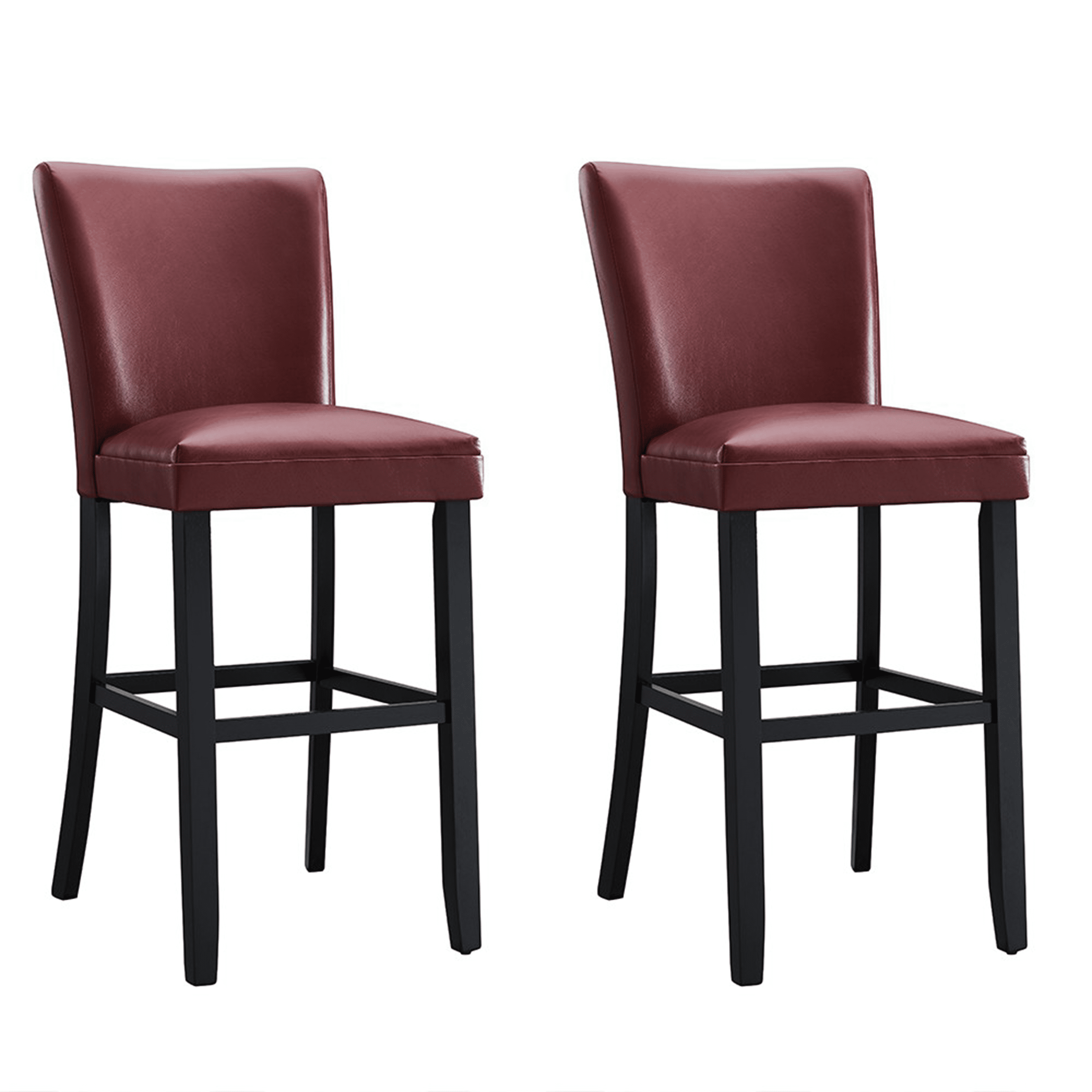 PU Upholstered Counter Height Chair Set of 2, Tufted Fabric Barstools ...