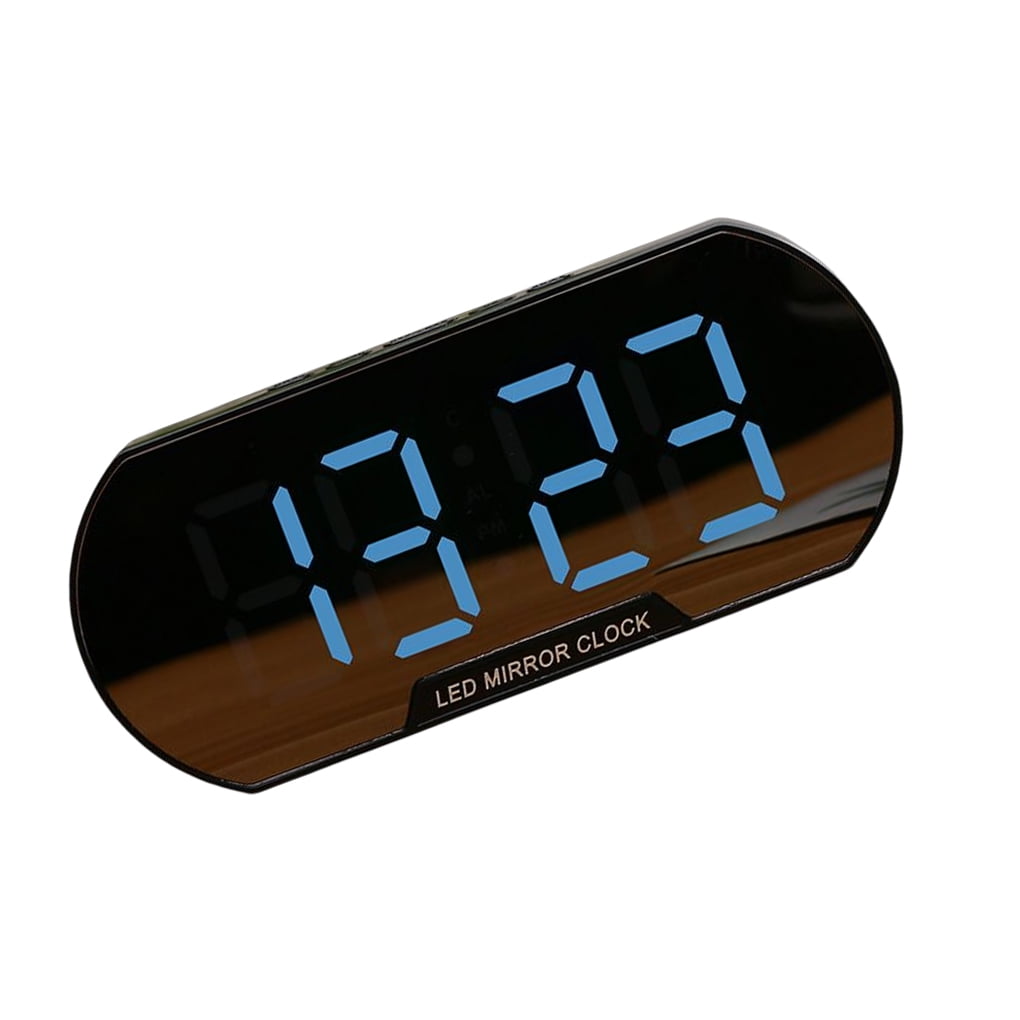 Linyer Alarm Clock LED Mirror Clocks Electronic Time Date USB Multi ...