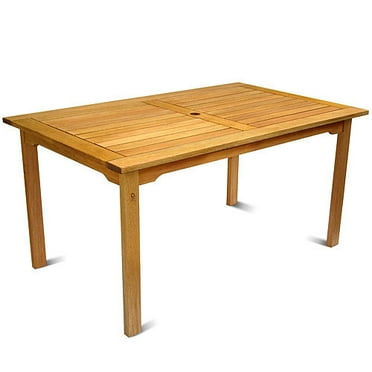 LuuNguyen Outdoor Hardwood Dining Table, Natural Wood Finish - Walmart.com