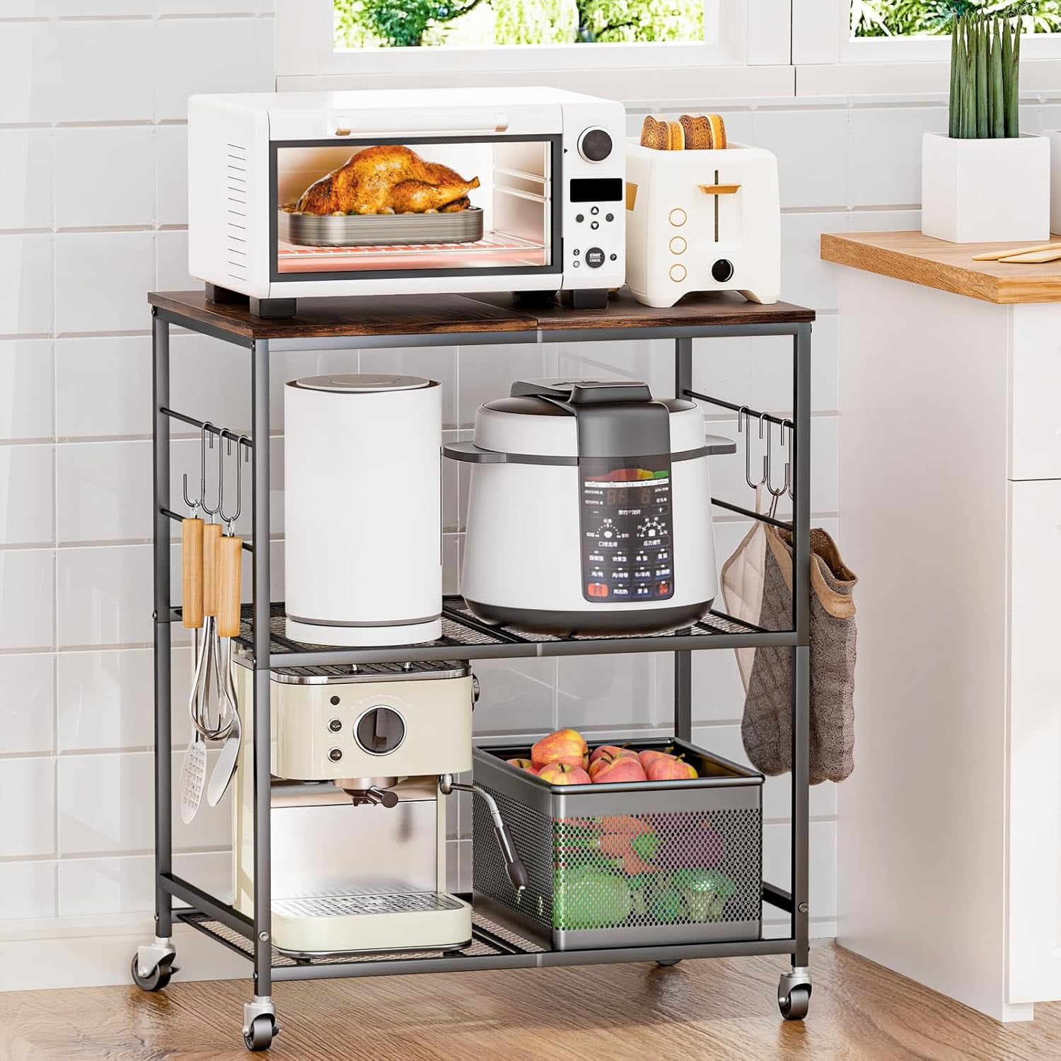 Click here for Wangbasdasd Rolling Kitchen Microwave Cart-Black prices