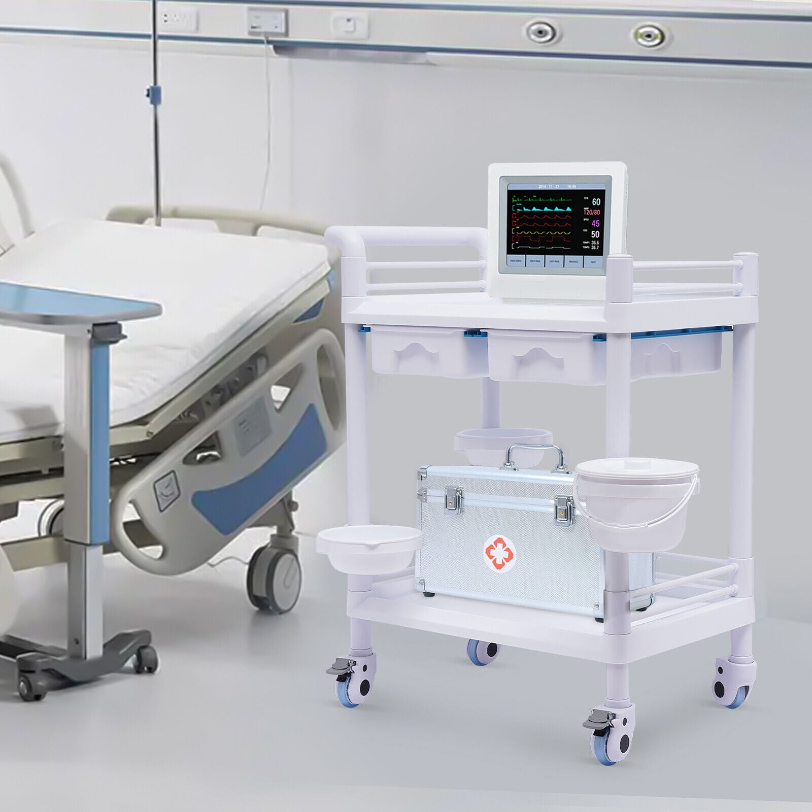 Miumaeov Medical Trolley 2 Tier Spacious Beauty Salon Rolling Trolley ...