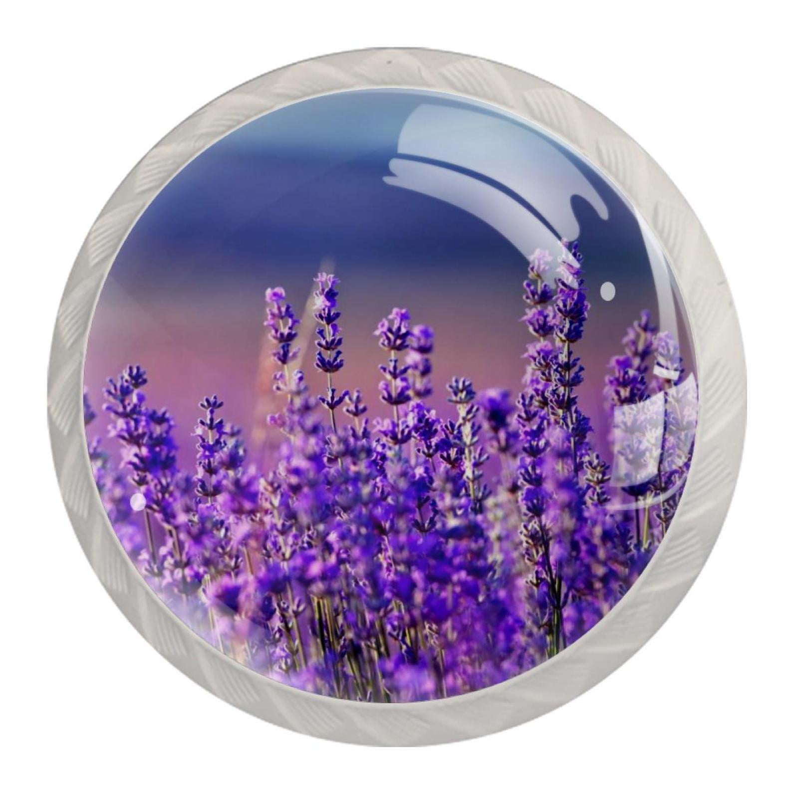 Lavender Round Glass Drawer Handles Knobs Pulls with screws for Kitchen ...