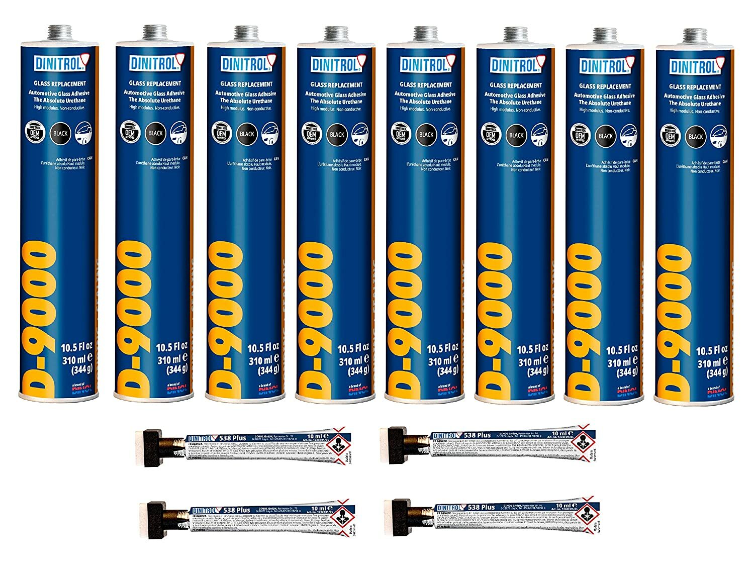 DINITROL D-9000 Automotive Urethane 310ml 8 Tubes + 538 Plus (4) 10ml ...