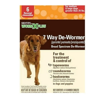 Sentry Worm X Plus 7 Way De-Wormer, Large Dogs, Chewable Tablets ...