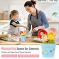 4 Pcs Cute Ceramic Flower Measuring Spoons Set with Base Decorative ...