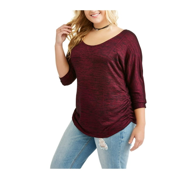 Faded Glory - Women's Plus Side Cinch Back Bar Detail Knit Top ...