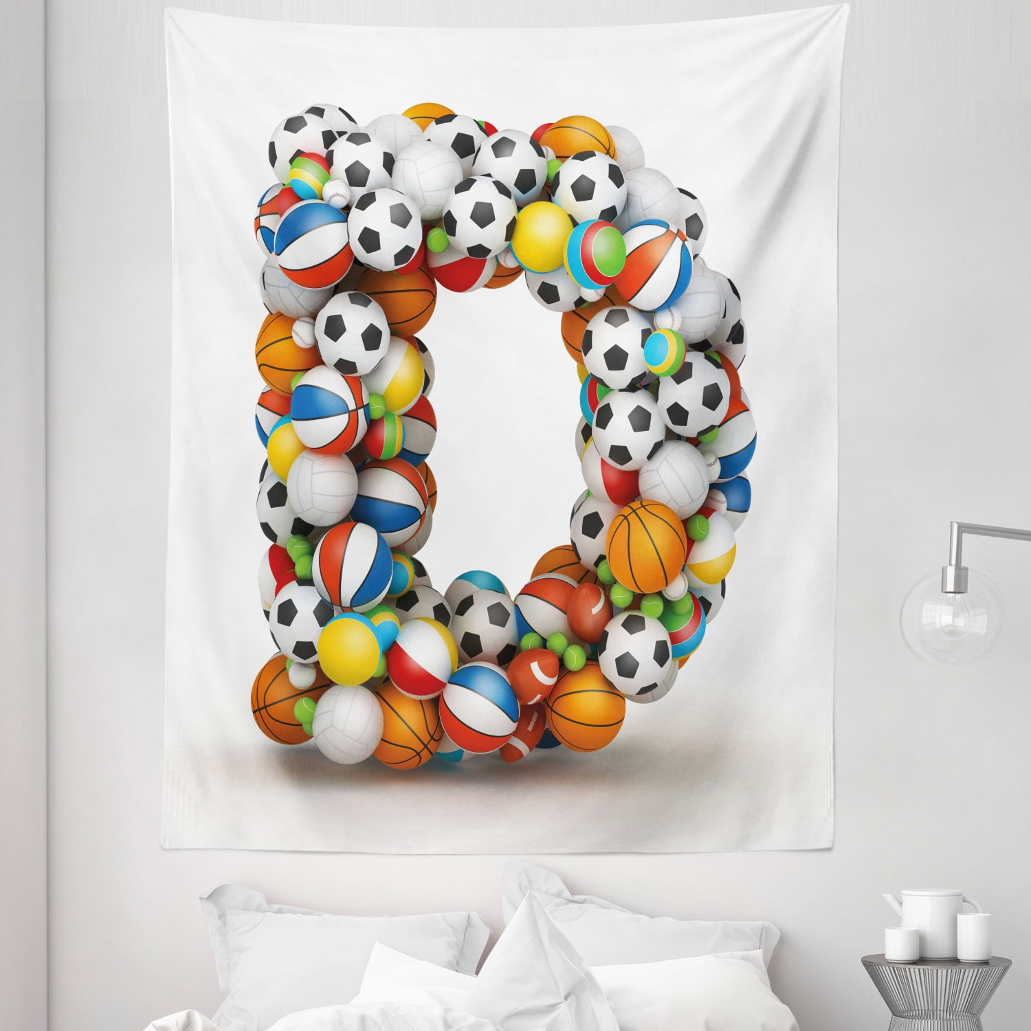 Letter D Tapestry, Typescript in Sports Inspired Style Fun Game Match ...