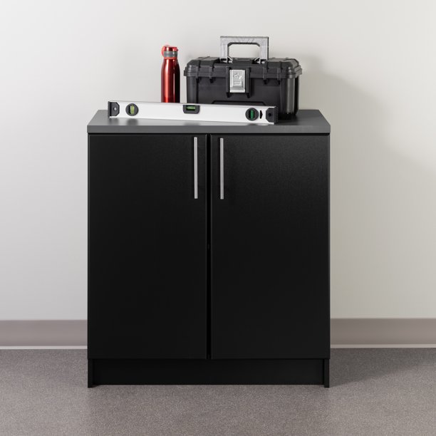 Prepac Elite Home Storage Black Base Cabinet with Melamine Countertop ...
