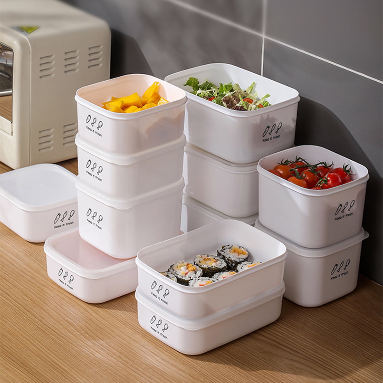 Waroomhouse Sealed Storage Box with Lid PP Snack Vegetable Fruit ...