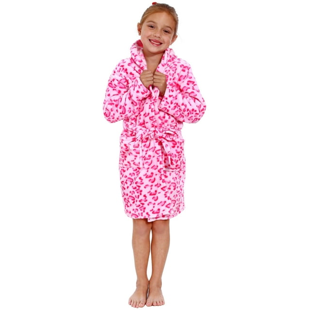 Simplicity Pink Leopard Bath Robe for Kids & Toddlers, Polyester ...