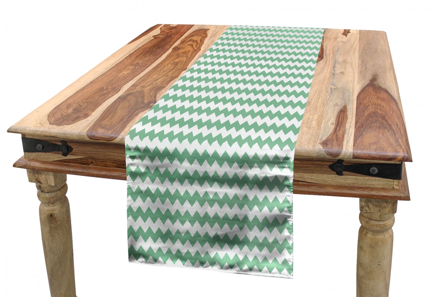 Mint Table Runner, Chevron Pattern Horizontal Zigzag Twisty Turns ...