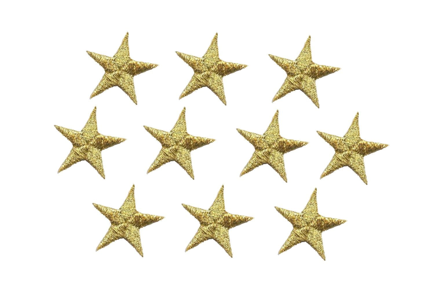 (PACK of 10 PIECES) 1-1/4" Gold Star - Iron on Applique/Embroidered ...