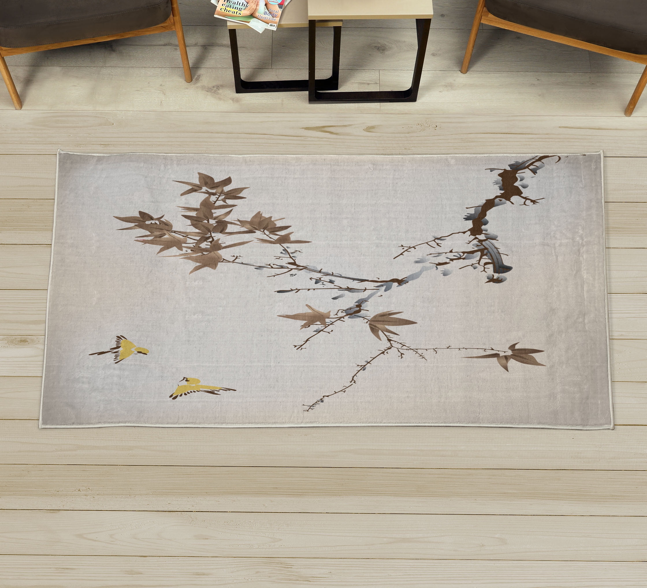 Japanese Decorative Rug, Cherry Blossom Sakura Tree Branches Romantic ...
