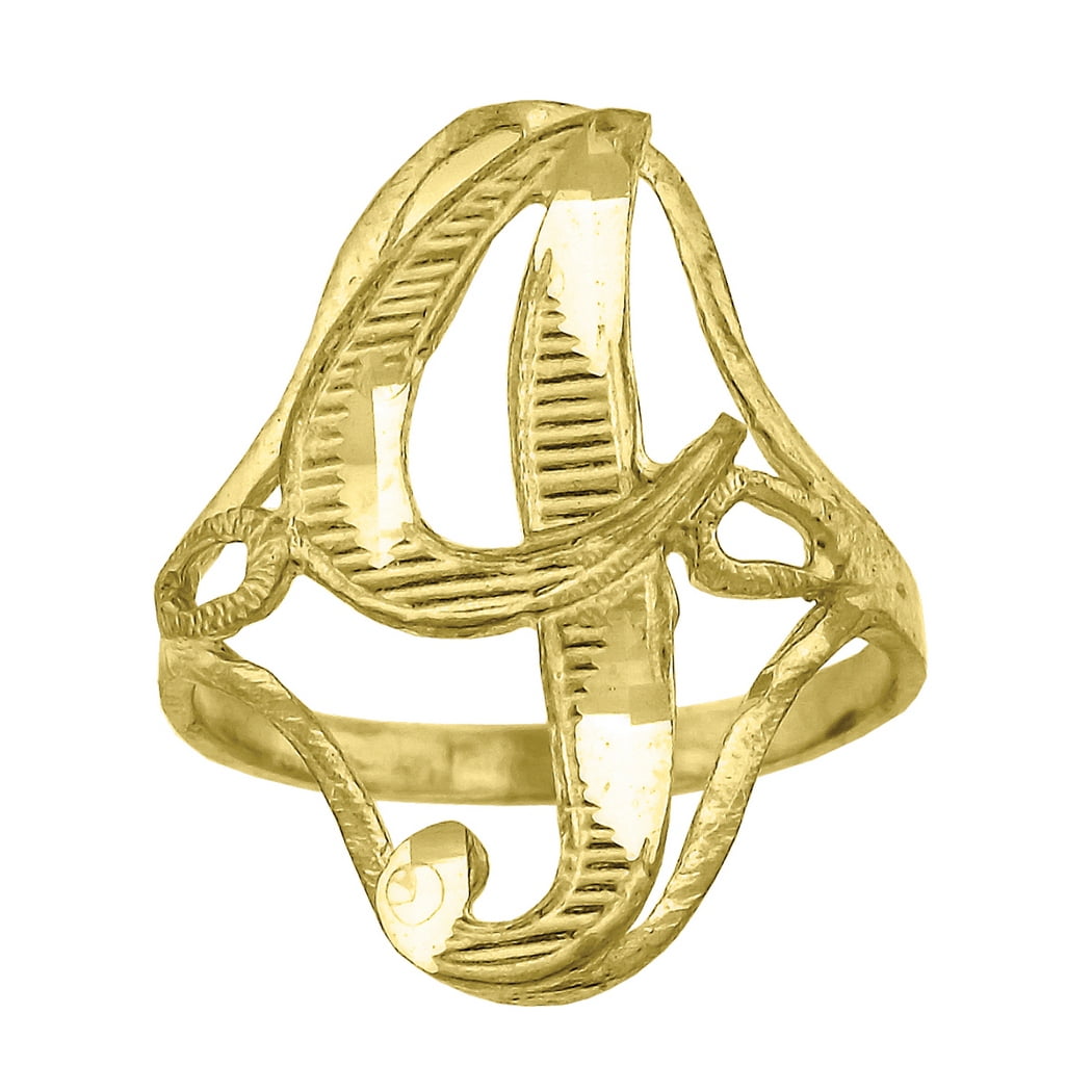 10k Yellow Gold Womens Letter Name Personalized Monogram Initial I Ring ...