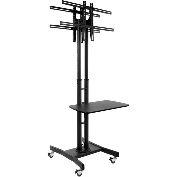 Double Sided Dual TV Stand with Shelf, 32" to 65" HDTV Screens, Rolling ...