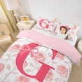 Catabedysis Pink Flowers Blossom Bedding,Romantic Floral Alphabet G ...