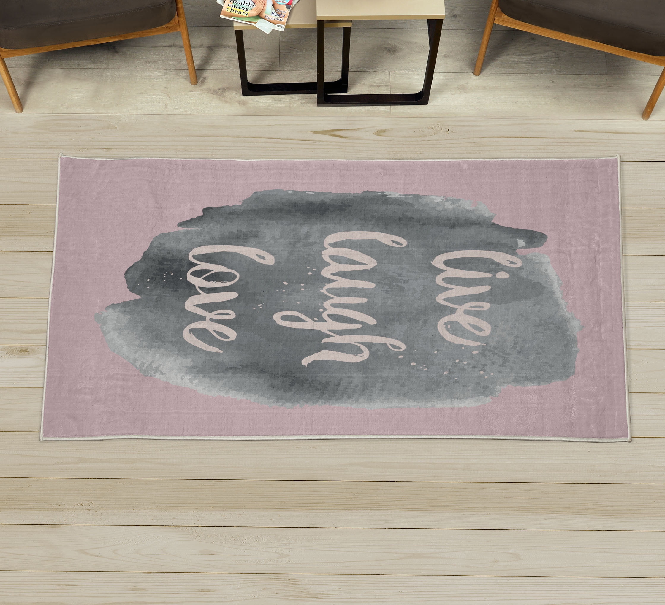 Live Laugh Love Decorative Rug, Wise and Happy Life Message on ...