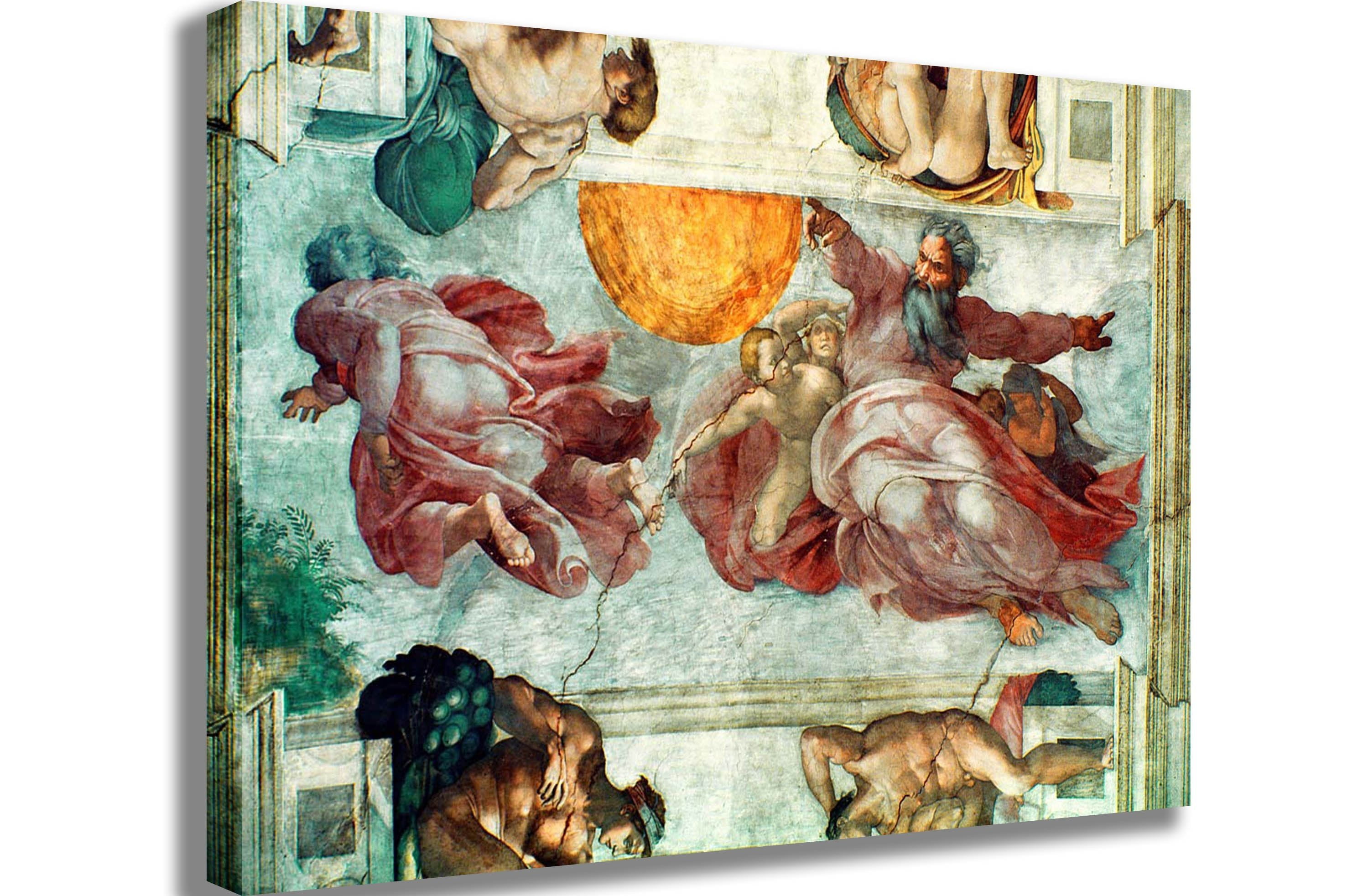 Michelangelo "Creation of the Sun and Moon" (16th) Canvas Print ...
