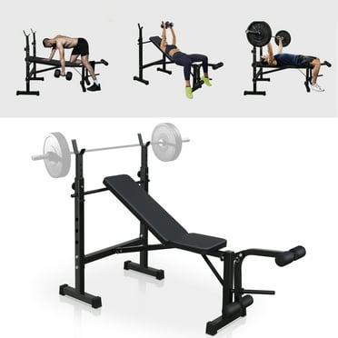 660LBS Adjustable Weight Bench with Squat Rack , 6-in-1 Workout Bench with Leg Extension and ...