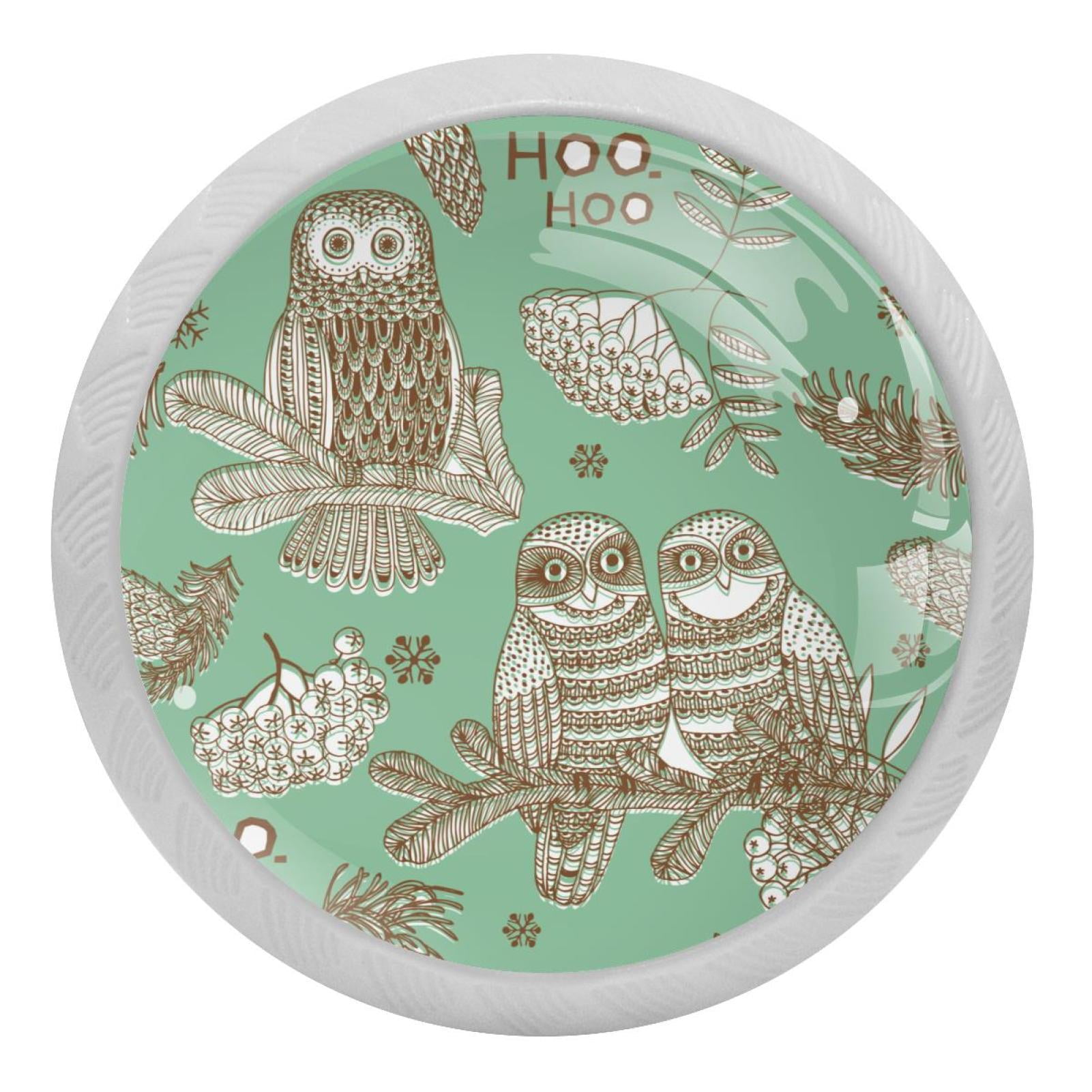 4PCS Round Owl Cabinet Fluorescence Knob Glowing in the Dark Furniture ...