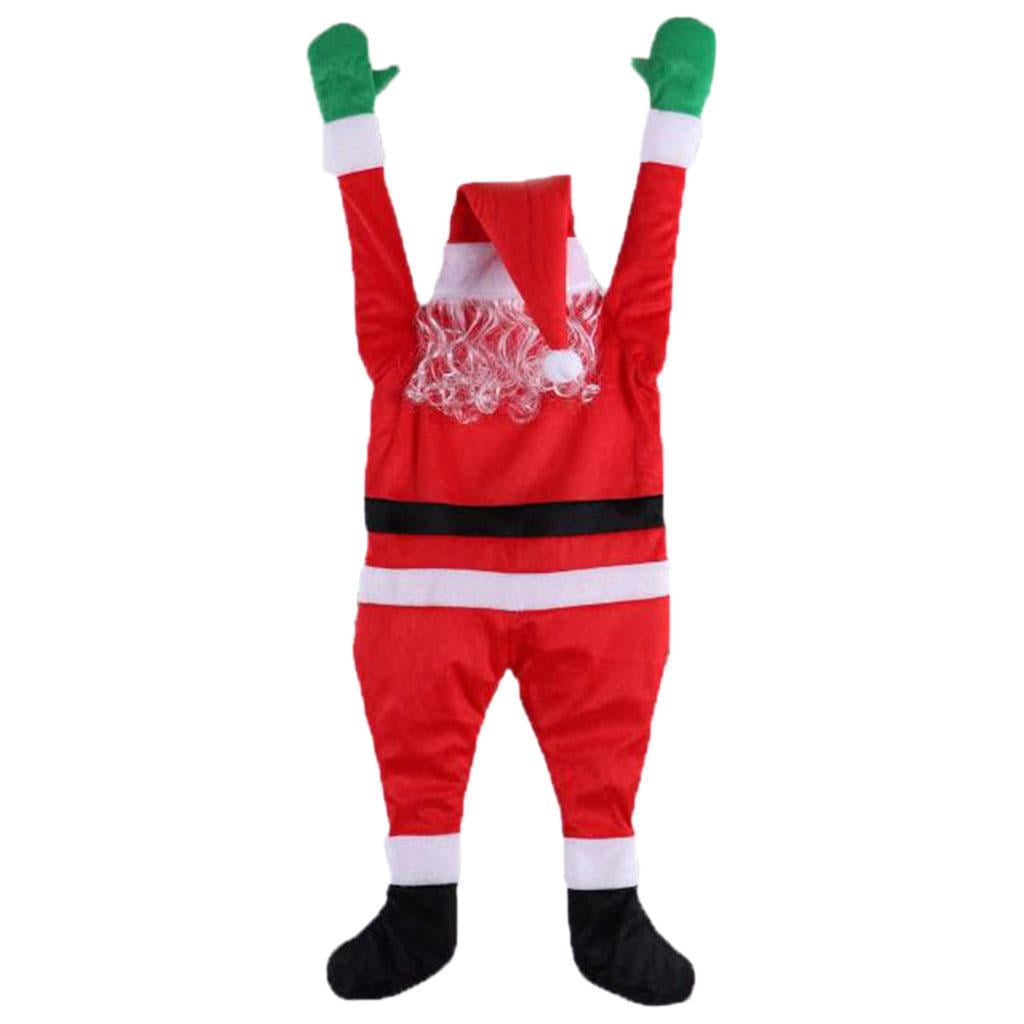 Santa Hanging from Gutter Lawn Art Figurine Outdoor Christmas ...