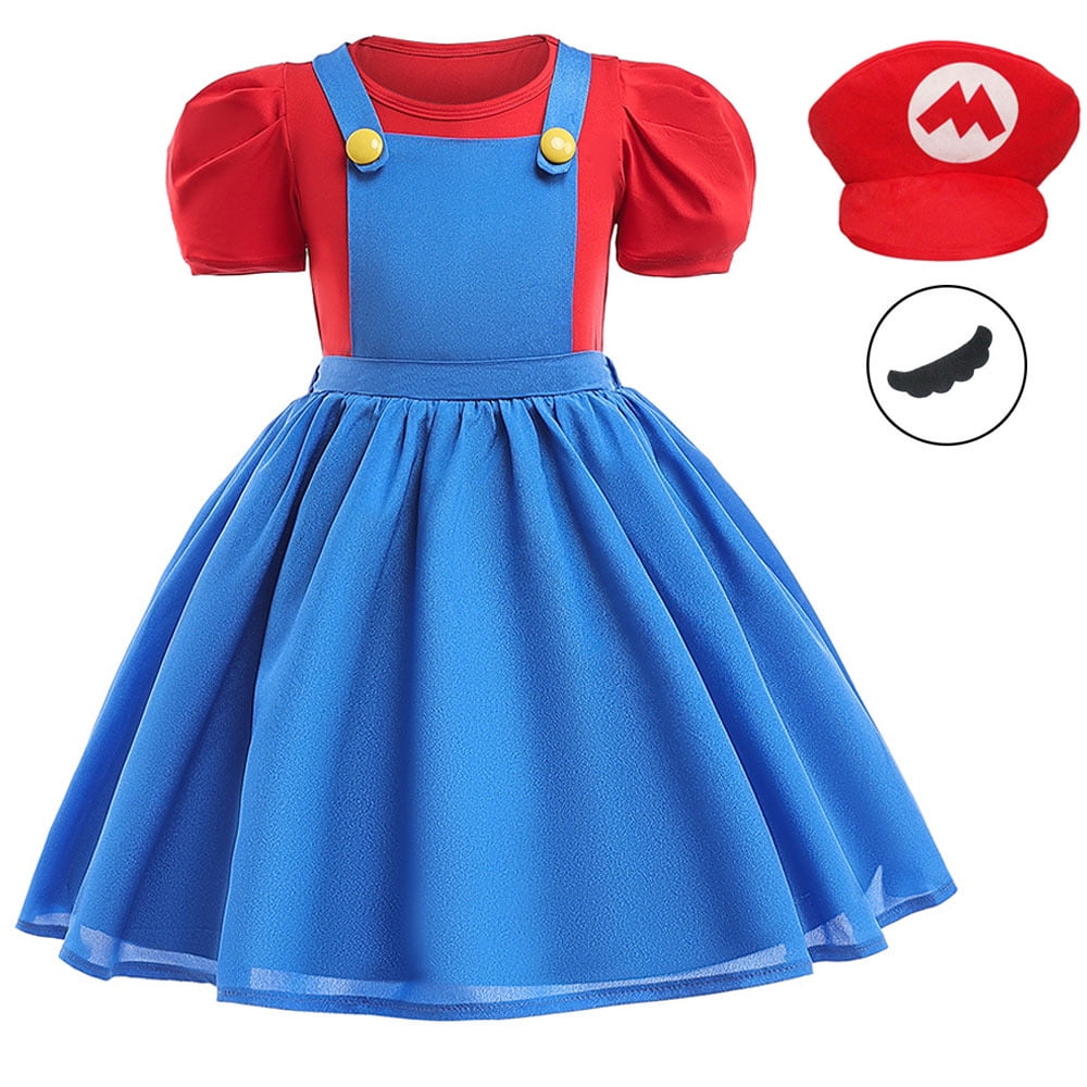 Princess Mario Costume for Girls,Super Brothers Cosplay Halloween Party ...