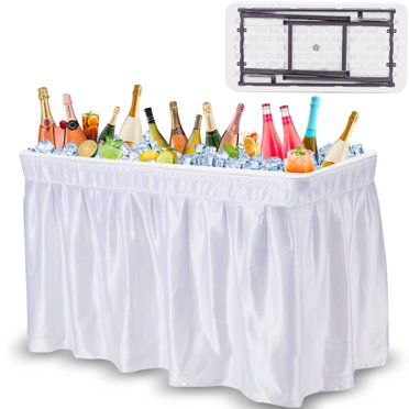 S AFSTAR 4 Foot Ice Tables for Parties with Drain, Folding Ice Cooler ...