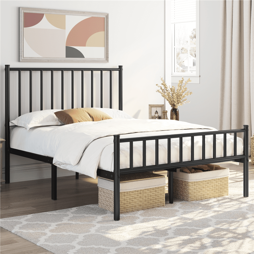 Click here for Yaheetech Metal Platform Bed With Spindle Headboar... prices