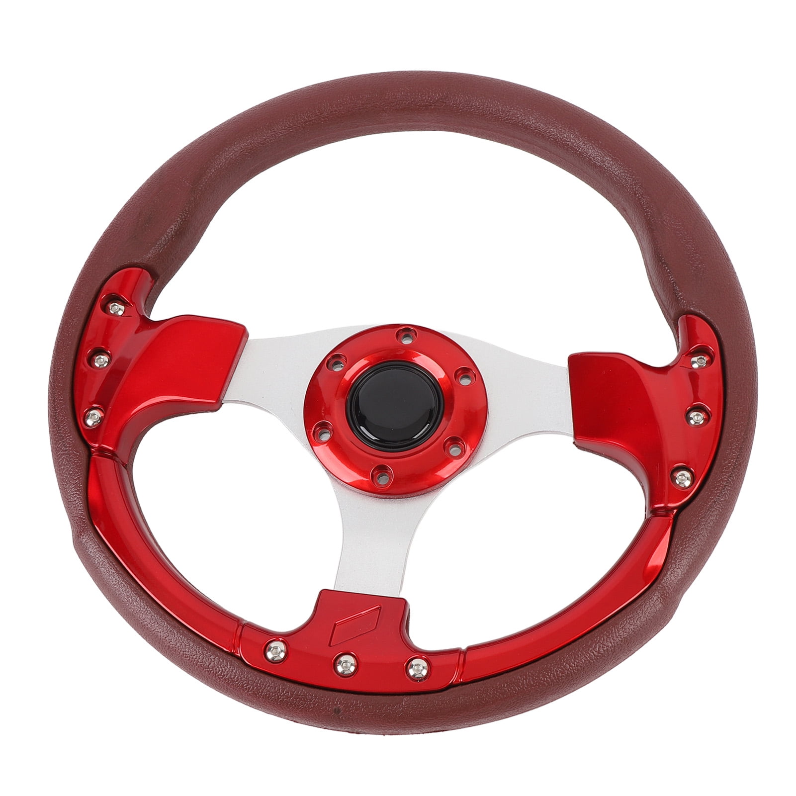 13 Inch Car Steering Wheel, PU Leather Aluminum Spokes Racing Steering ...