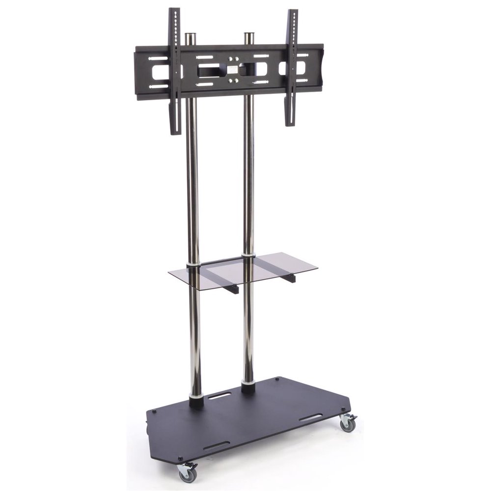 Flat-Panel TV Stand with Dual Post Design and Glass Shelf, for Large ...