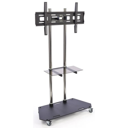 Flat-Panel TV Stand with Dual Post Design and Glass Shelf, for Large ...