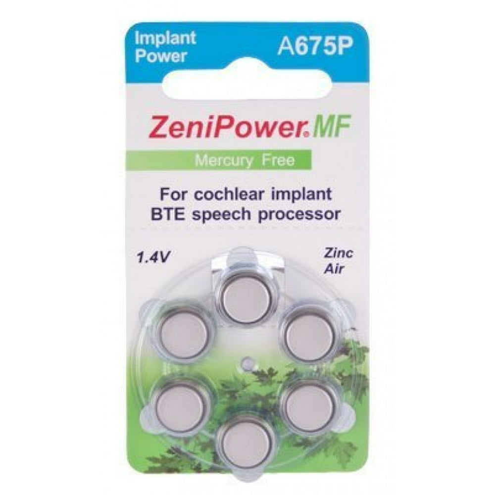 ZeniPower Cochlear Implant Batteries Size A675P Zero Mercury (102 ...