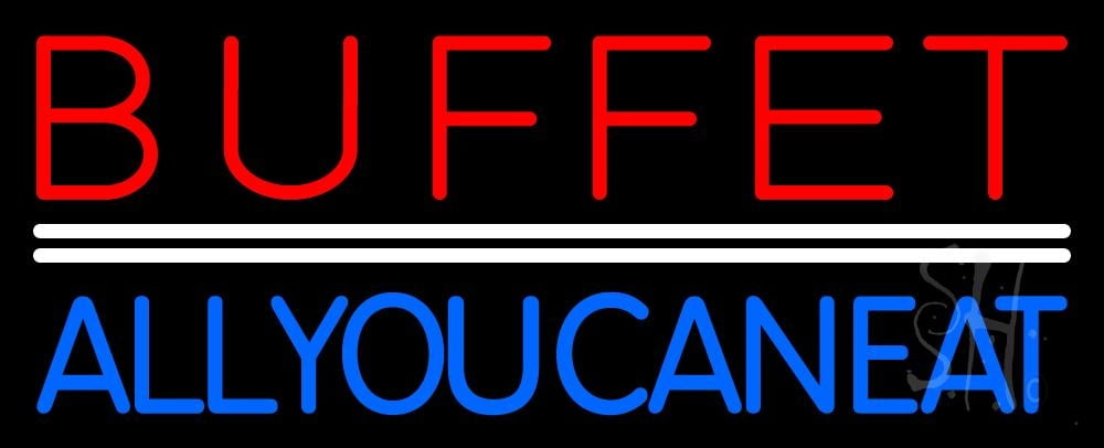 Red Buffet All You Can Eat LED Neon Sign 13 x 32 - inches, Black Square ...