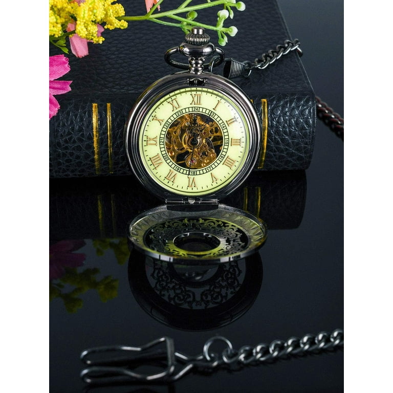 【懐中時計】BOSHIYA Mechanical Pocket Watch Luminous Steampunk Vintage Pocket ...