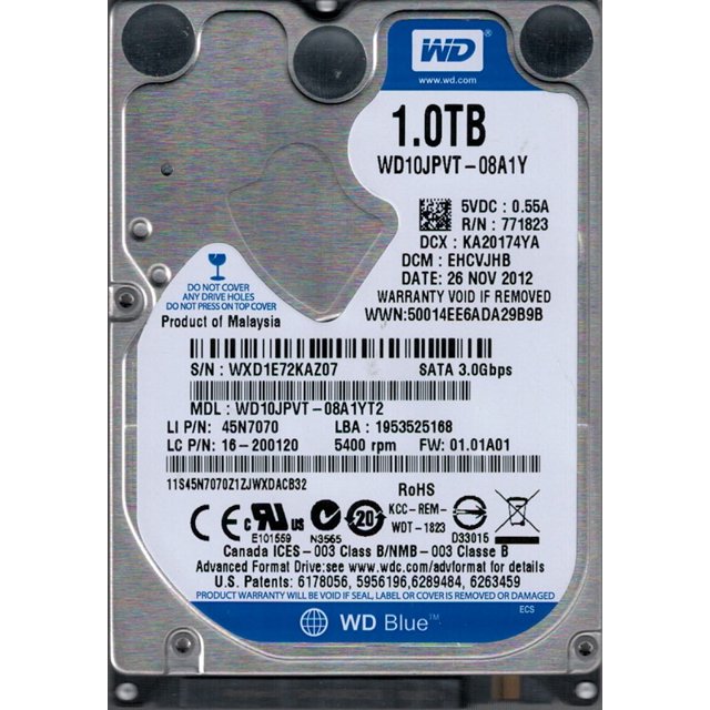 WD10JPVT-08A1YT2 DCM: EHCVJHB WXD1E Western Digital 1TB - Walmart.com
