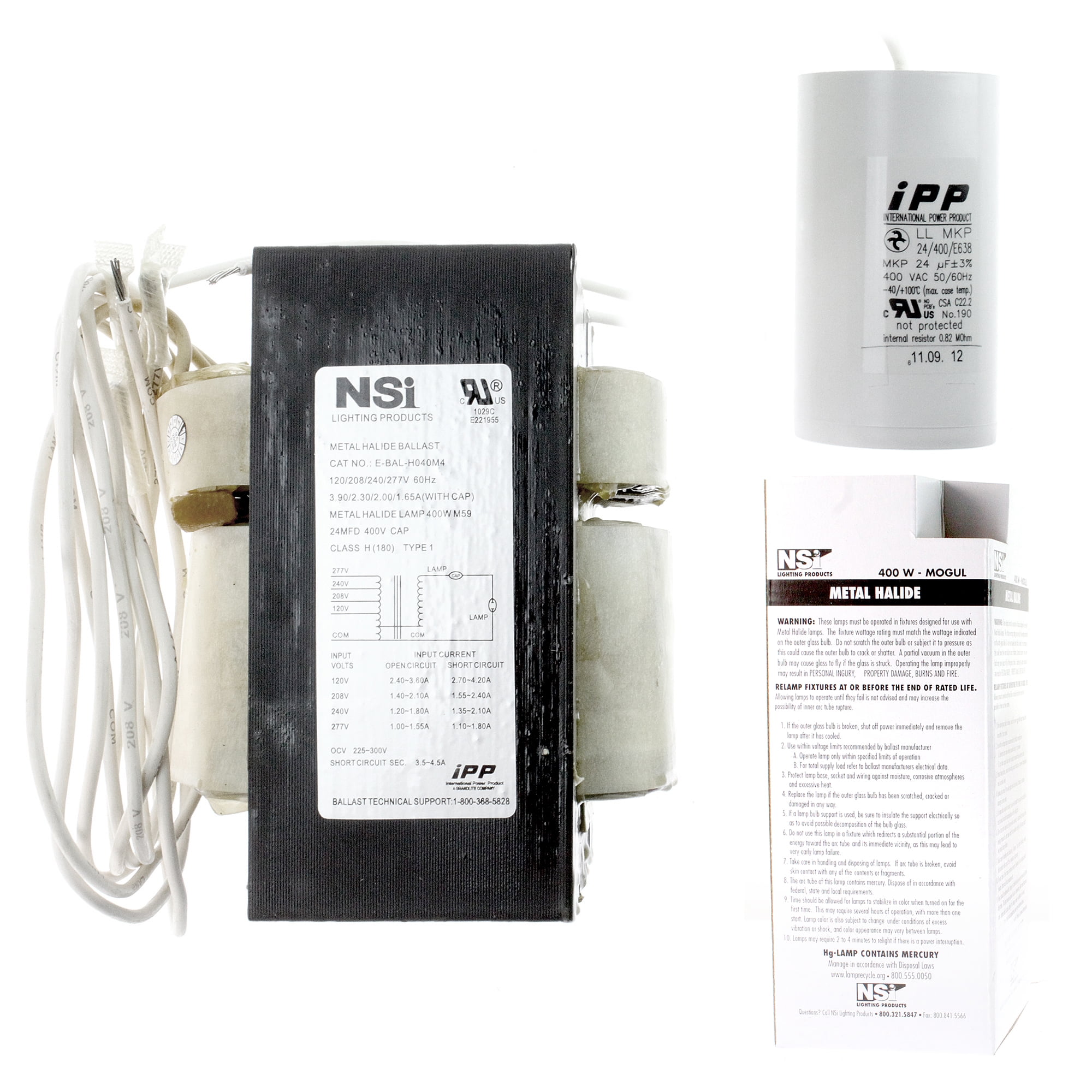 NSI BKM400QL-M Complete MH Metal Halide Replacement Ballast Kit, Core ...