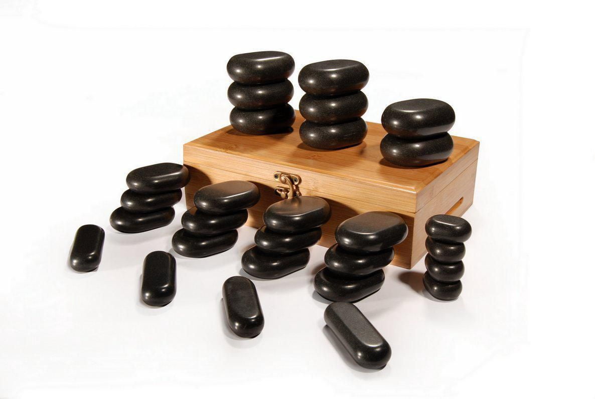 Master Massage 28 Piece Standard Basic Hot Stone Set Black Lava vocano ...