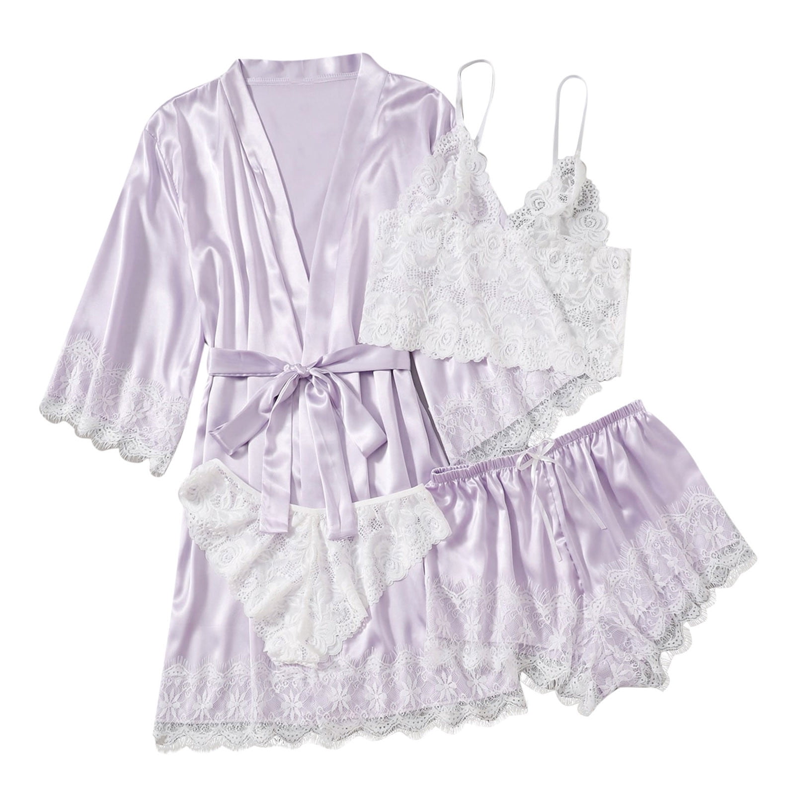 Click here for Penkiiy Sexy Lingerie Robe Set 4 Pcs Women Plus Si... prices