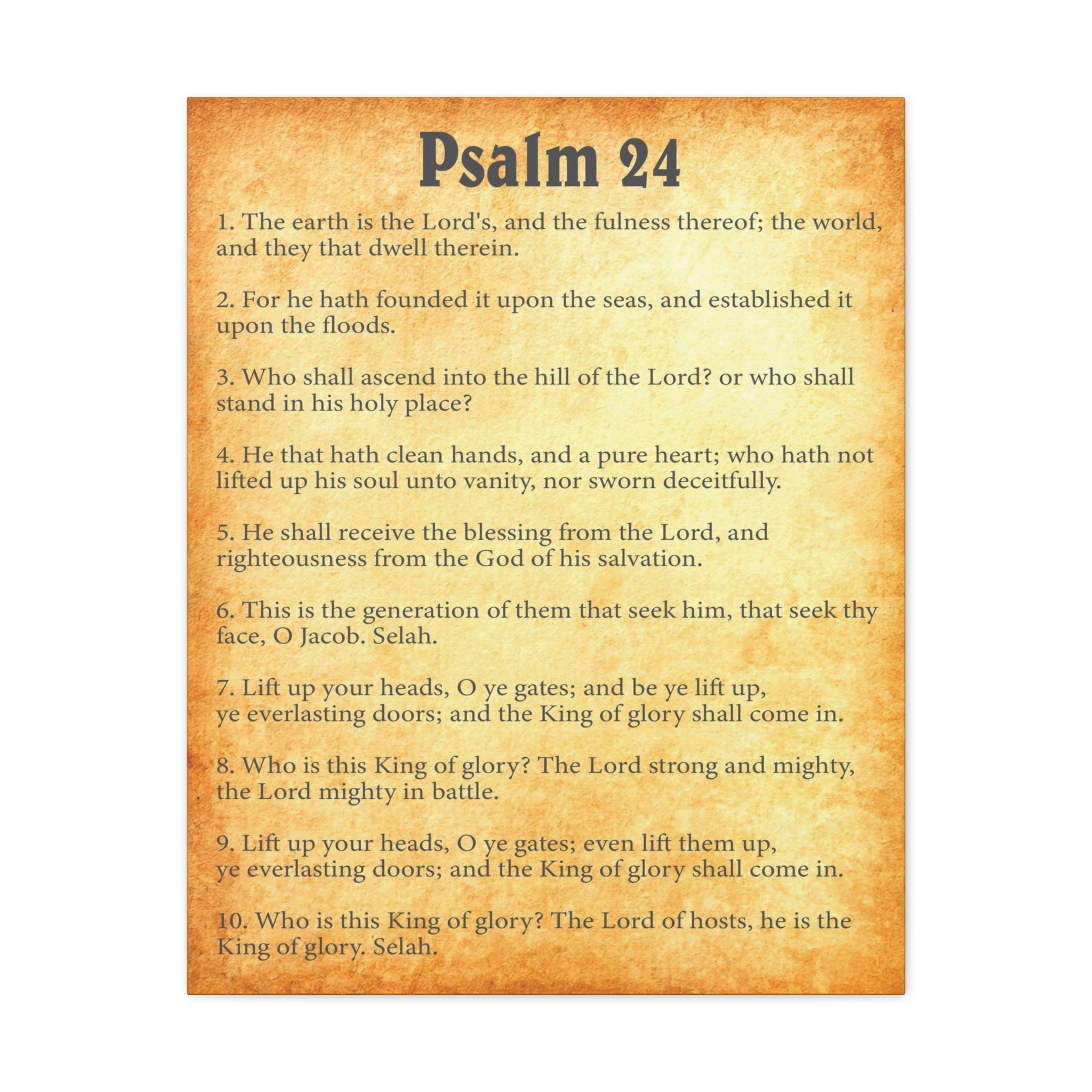 Scripture Walls Psalm 24 Chapter Gold Bible Canvas Christian Wall Art Ready to Hang Unframed ...