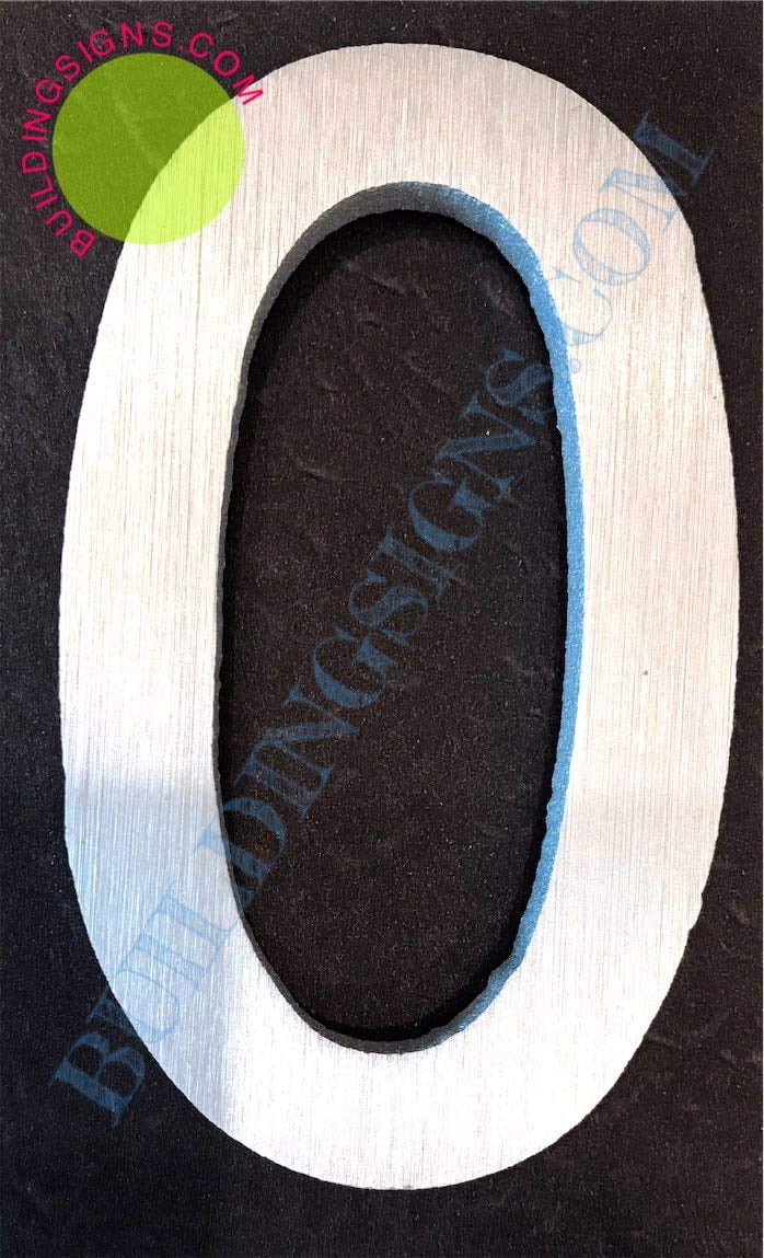 Aluminum Number 0 Sign (Brush Silver,Double Sided Tape, Rust Free, 2.75 ...