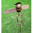 Large Kinetic Metal Brown Owl, Wind Spinner Garden Art & Yard Stake ...