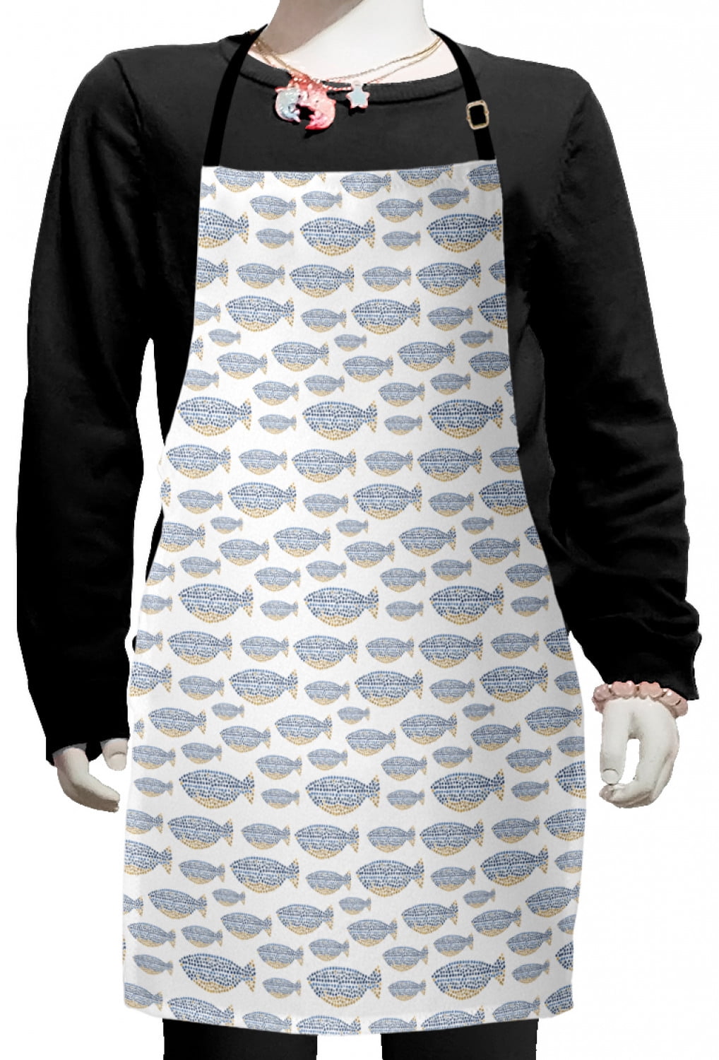Fish Kids Apron, Pointillist Style Repeating Pattern of Sea Animals ...