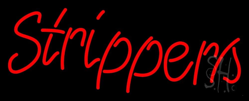 Red Strippers LED Neon Sign 10" Tall x 24" Wide - inches Black Square ...