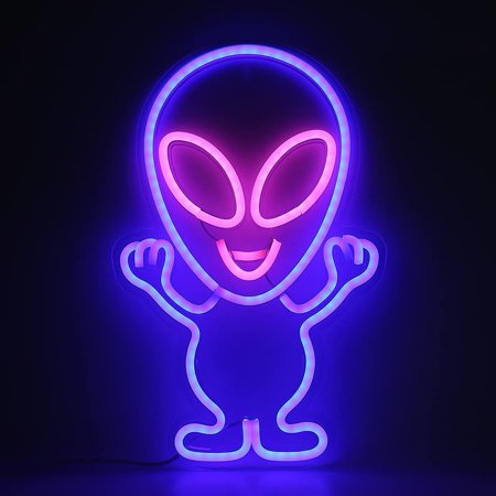 SAYDY Alien Shaped Neon Signs Pink Blue LED Neon Signs, LED Alien Neon ...