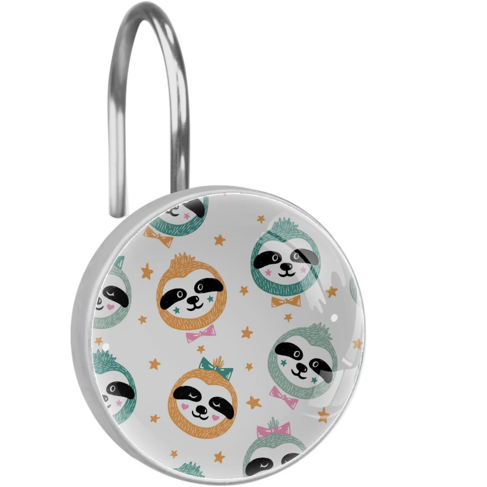 Baby Sloths Face Shower Curtain Hooks（Set of 12）for Home Hotel Shower ...