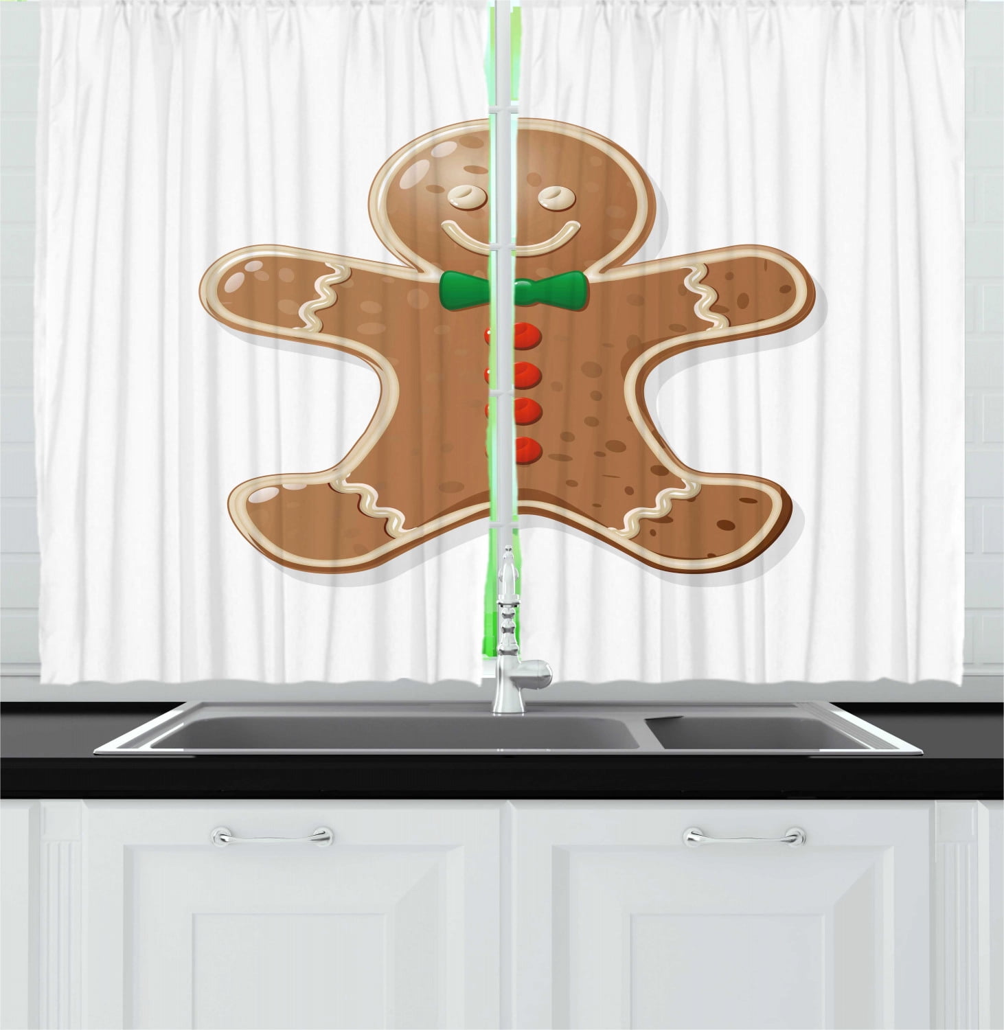 Gingerbread Man Curtains 2 Panels Set, Iconic Seasonal Baked Pastry ...
