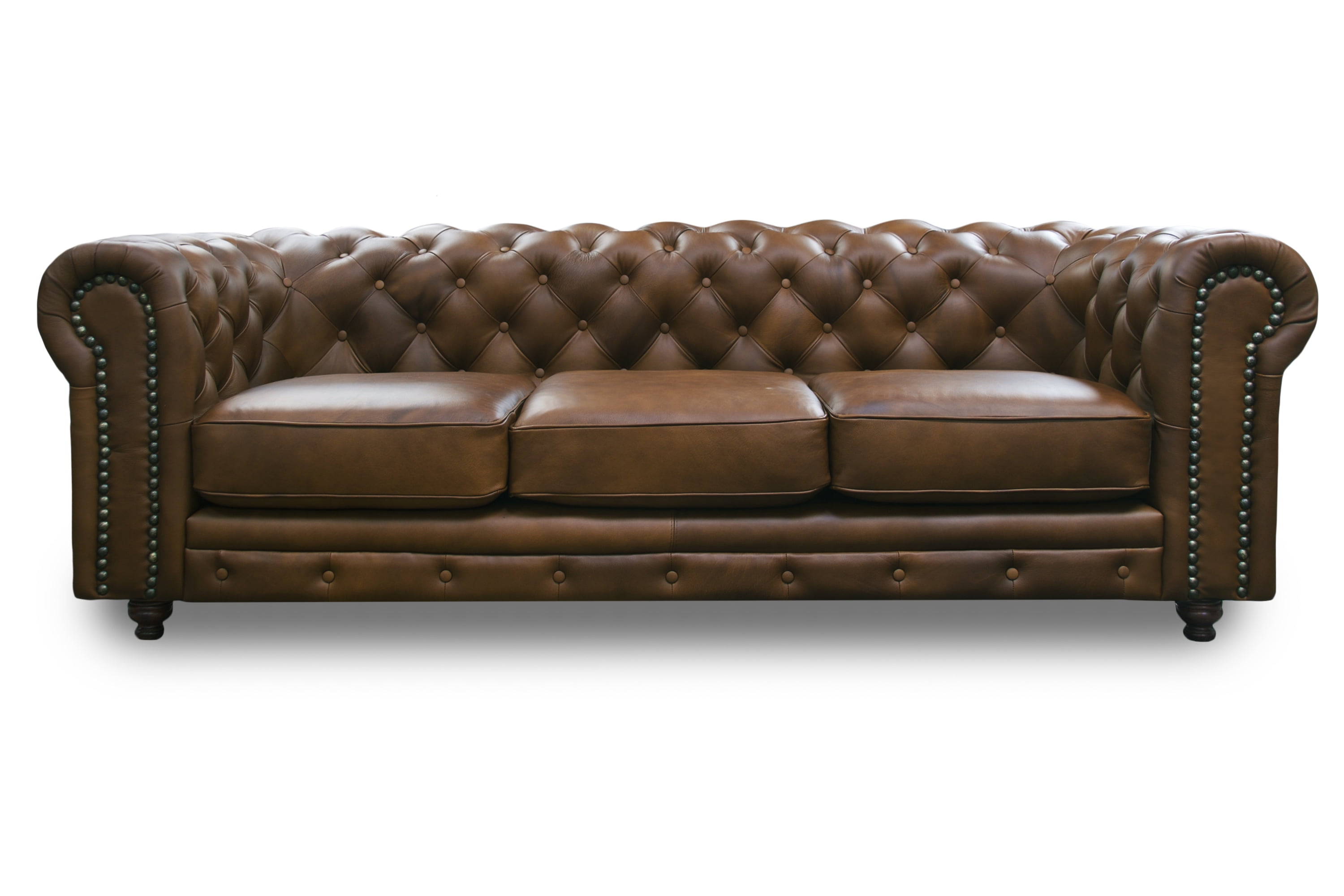 Sofá 100% de Piel Genuina ConfortoPiel Chesterfield Caramelo | Bodega ...