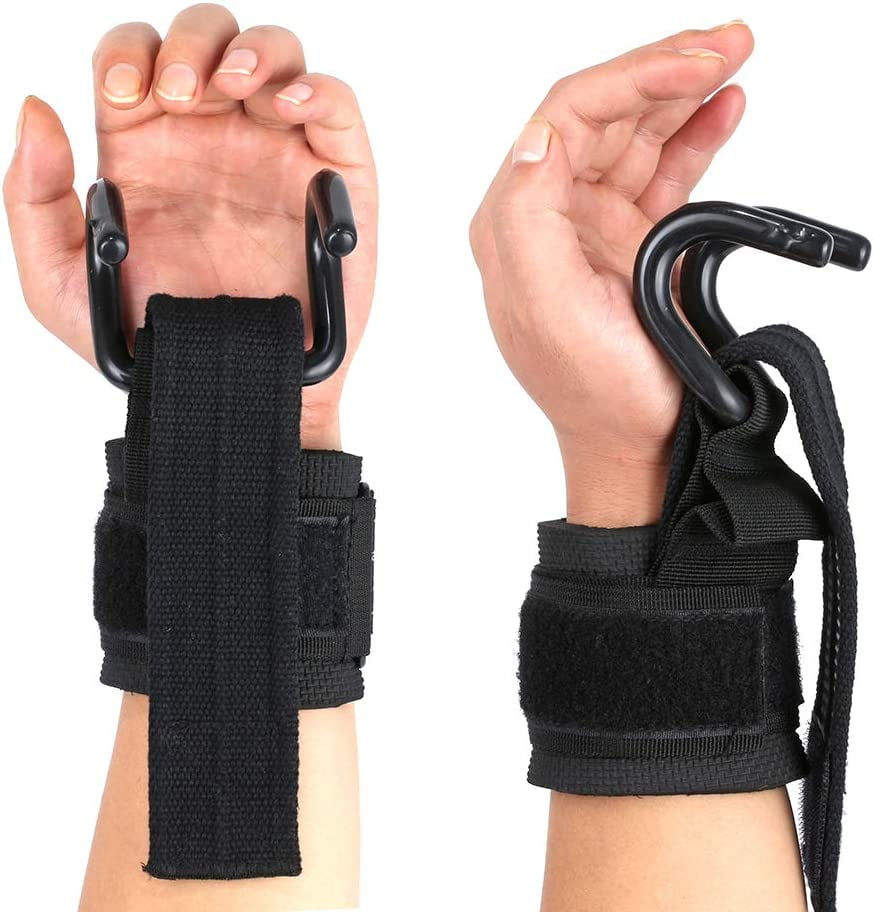 Heavy Duty Strap with pro Metal Lifting Steel Hooks Improves Grip for ...